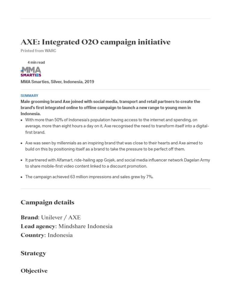 AXE - Integrated O2O Campaign Initiative - WARC PDF | PDF | Brand ...