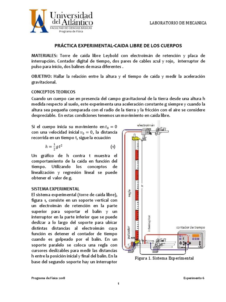 Caída Libre: Experimento y Análisis | PDF | Masa | Ingeniería mecánica