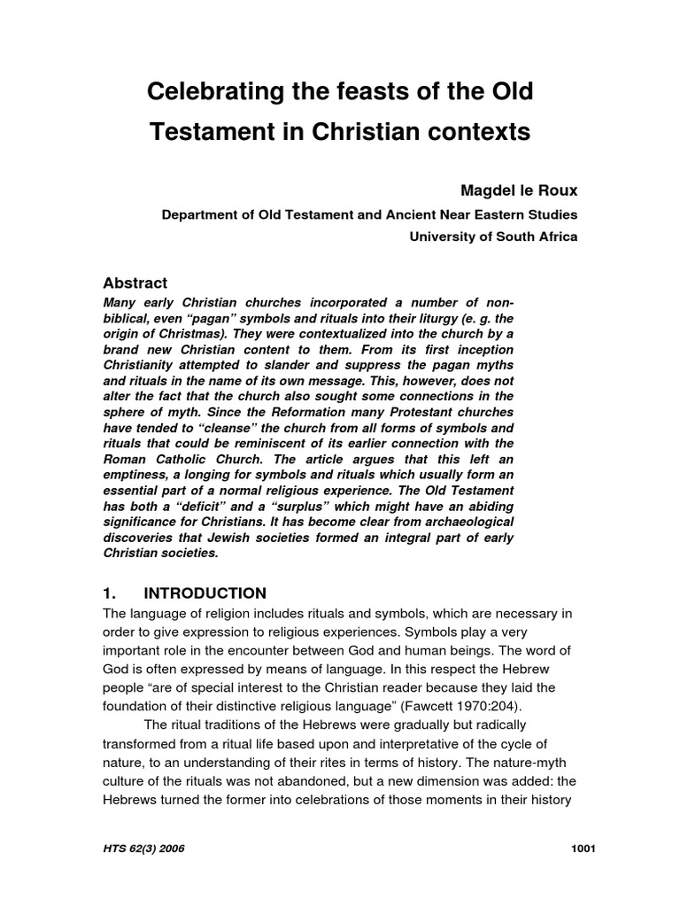 Celebrating The Feasts of The Old Testament in Christian Contexts | PDF ...