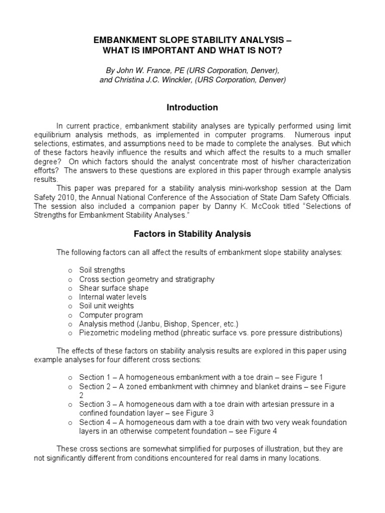 Embankment Slope Stability Analysis - What Is Important and What Is Not ...