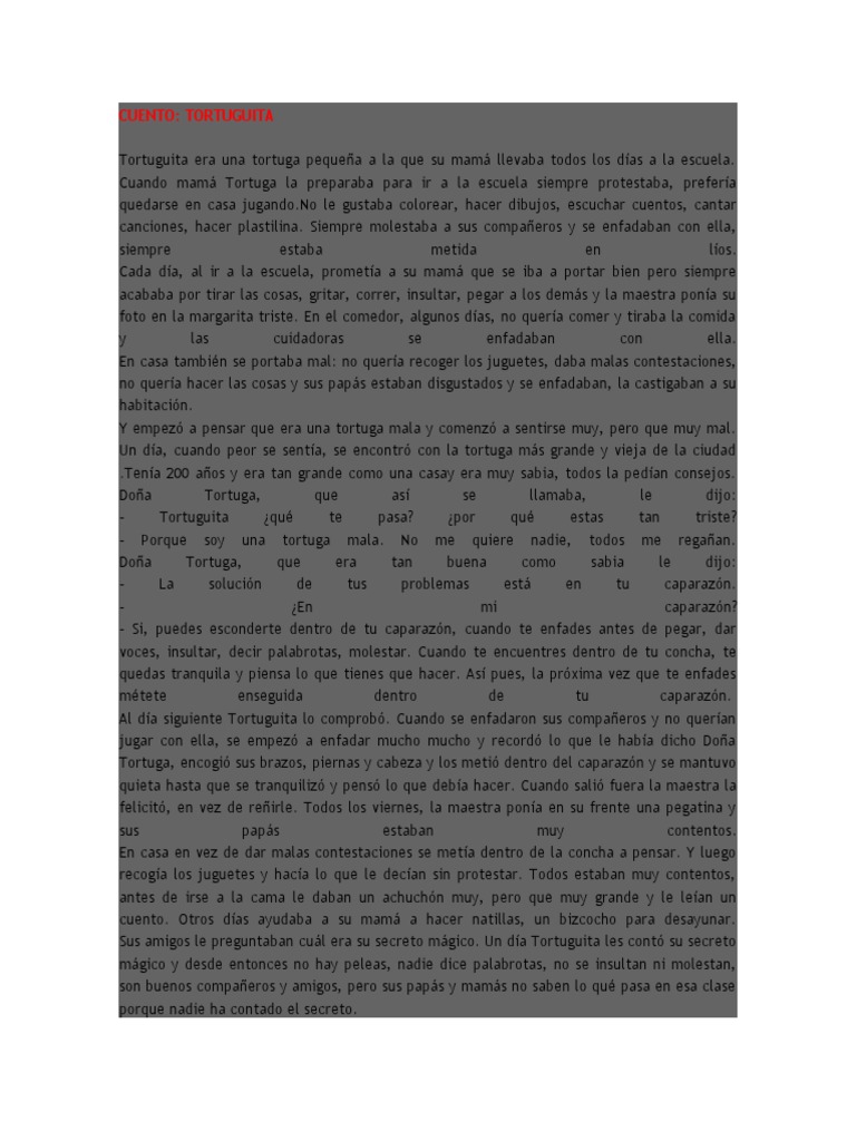 Cuento Tortuga Pdf