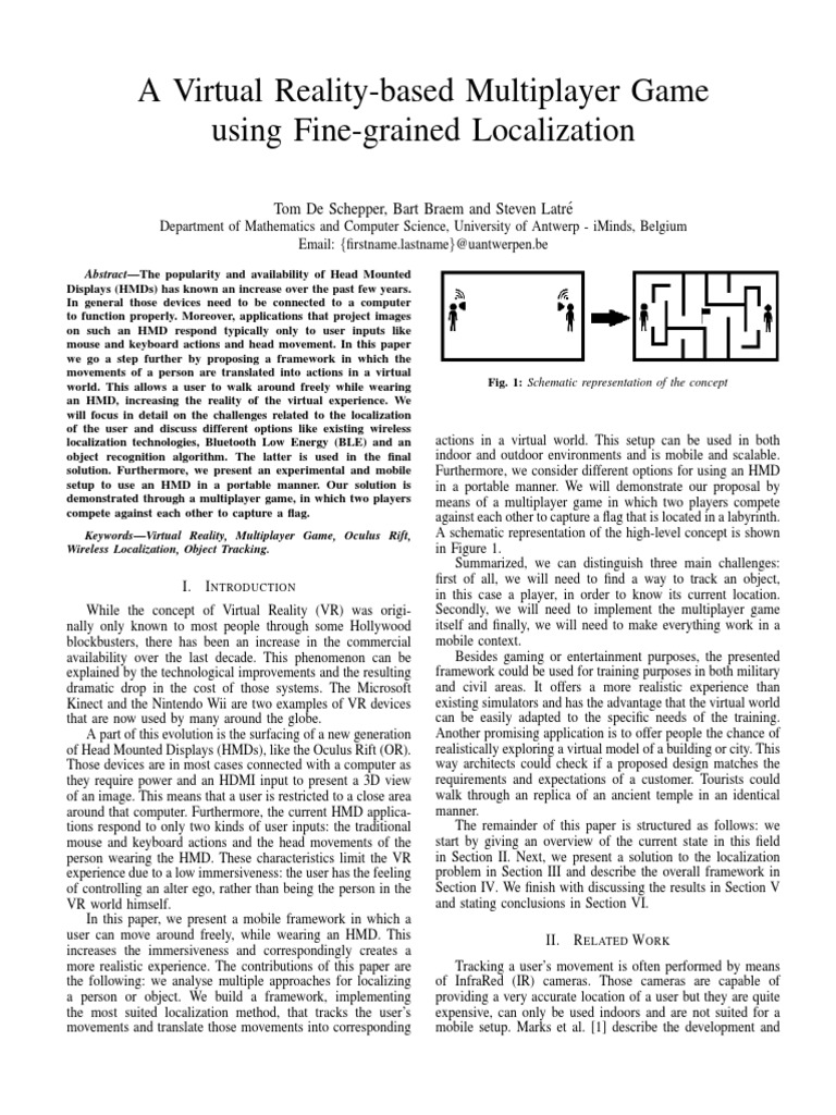 A Virtual Reality Based Multiplayer Game Using Fine Grained Localization | PDF | Virtual Reality ...