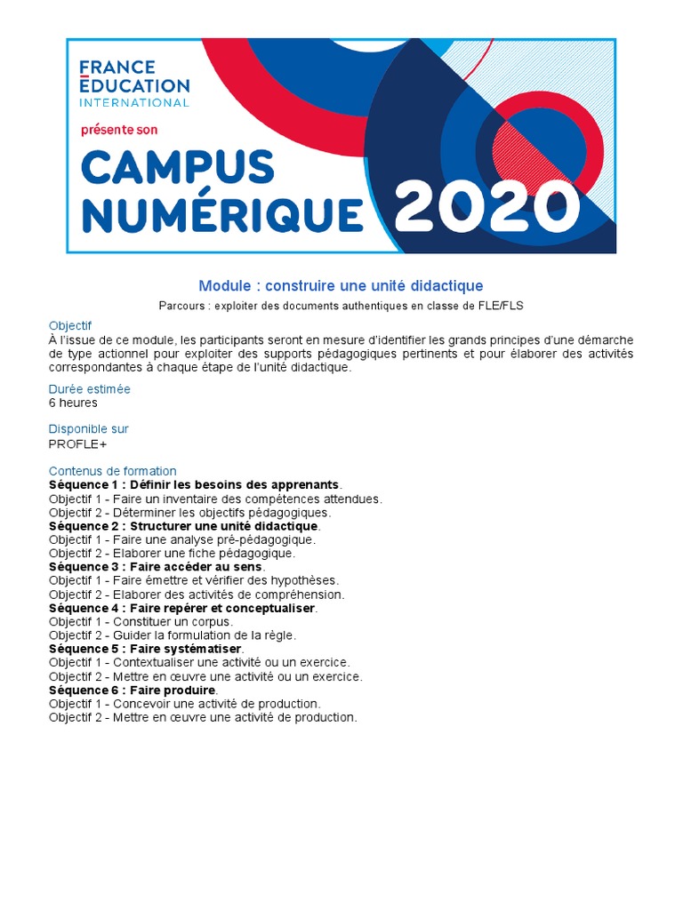 Construire une Unité Didactique FLE/FLS | PDF | Évolution de carrière