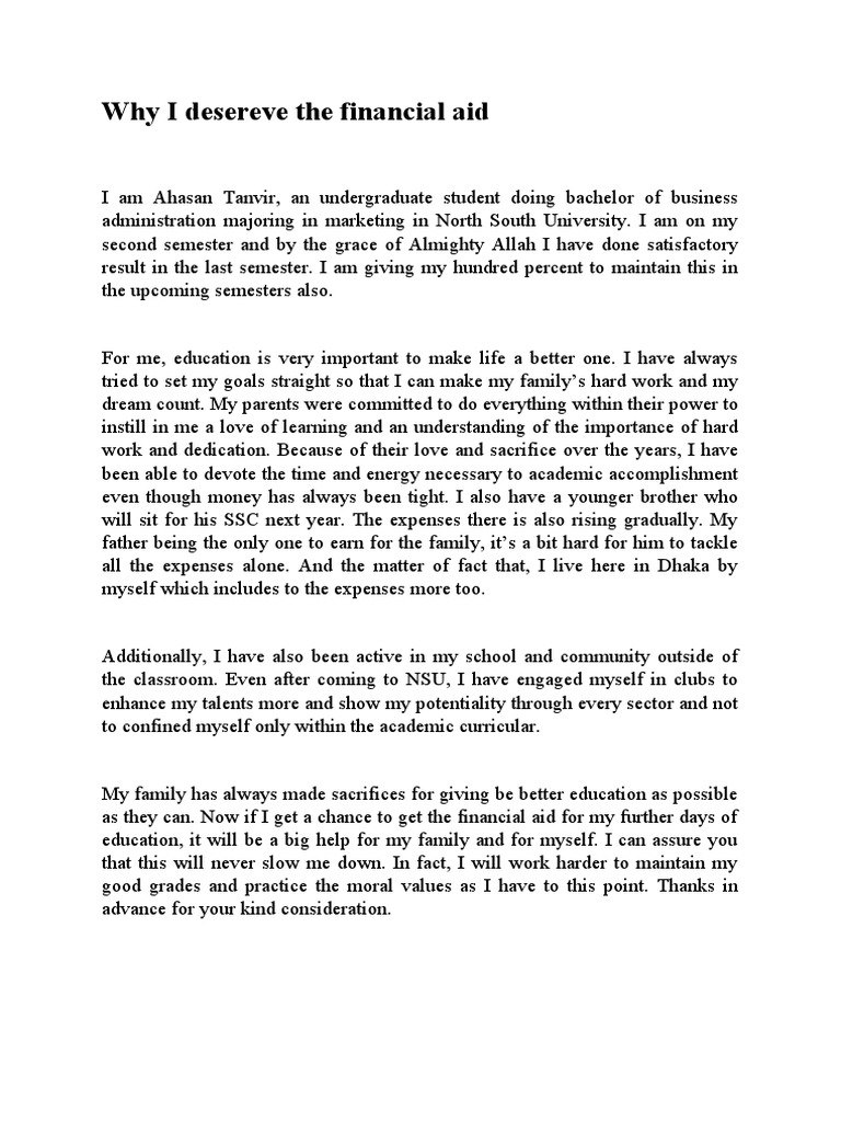Why I Desereve The Financial Aid | PDF