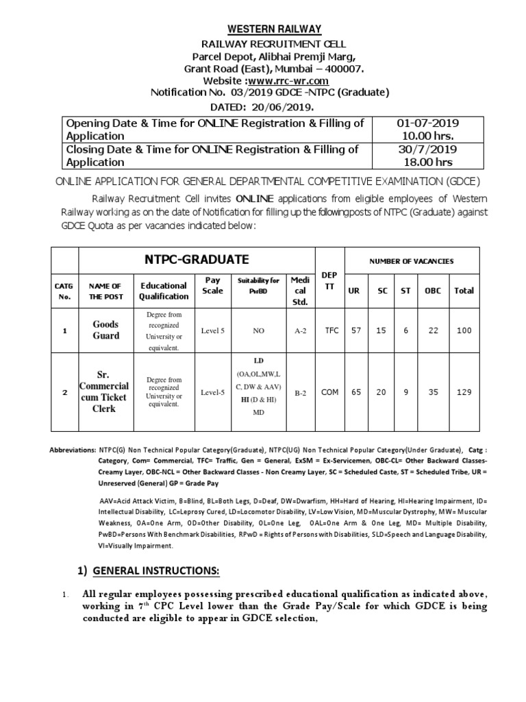 Ntpc-Graduate: Online Application For General Departmental Competitive Examination (Gdce) | PDF