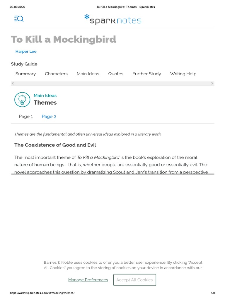 To Kill A Mockingbird - Themes - SparkNotes | PDF | To Kill A Mockingbird