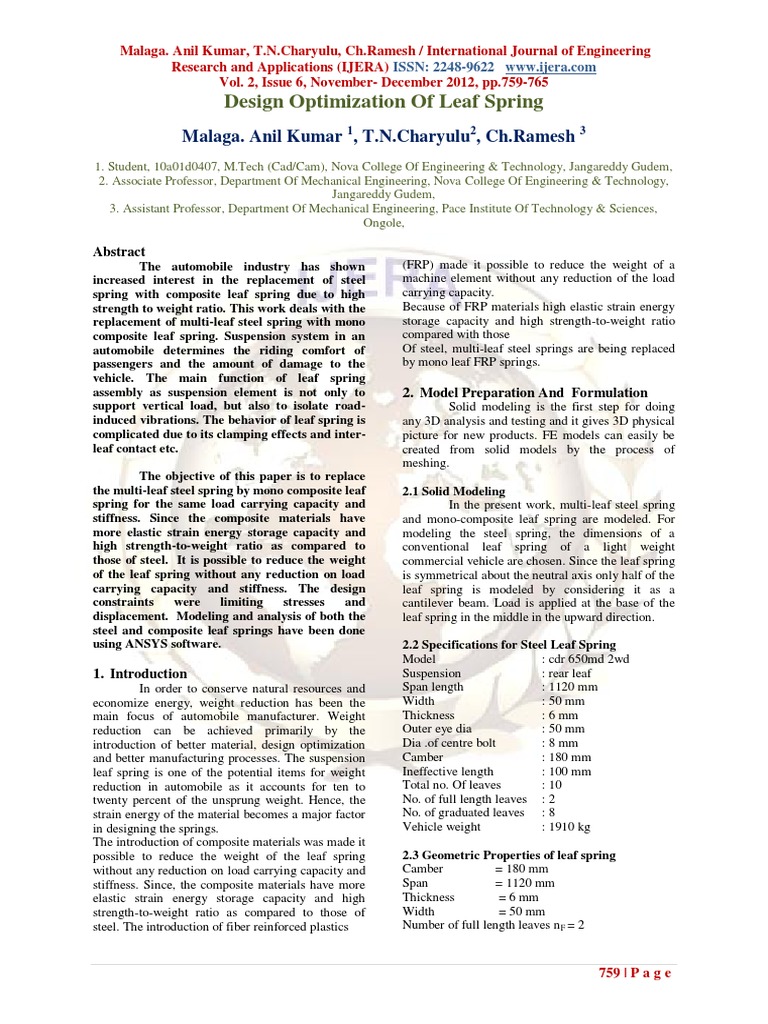 Leaf Spring PDF | PDF | Young's Modulus | Elasticity (Physics)