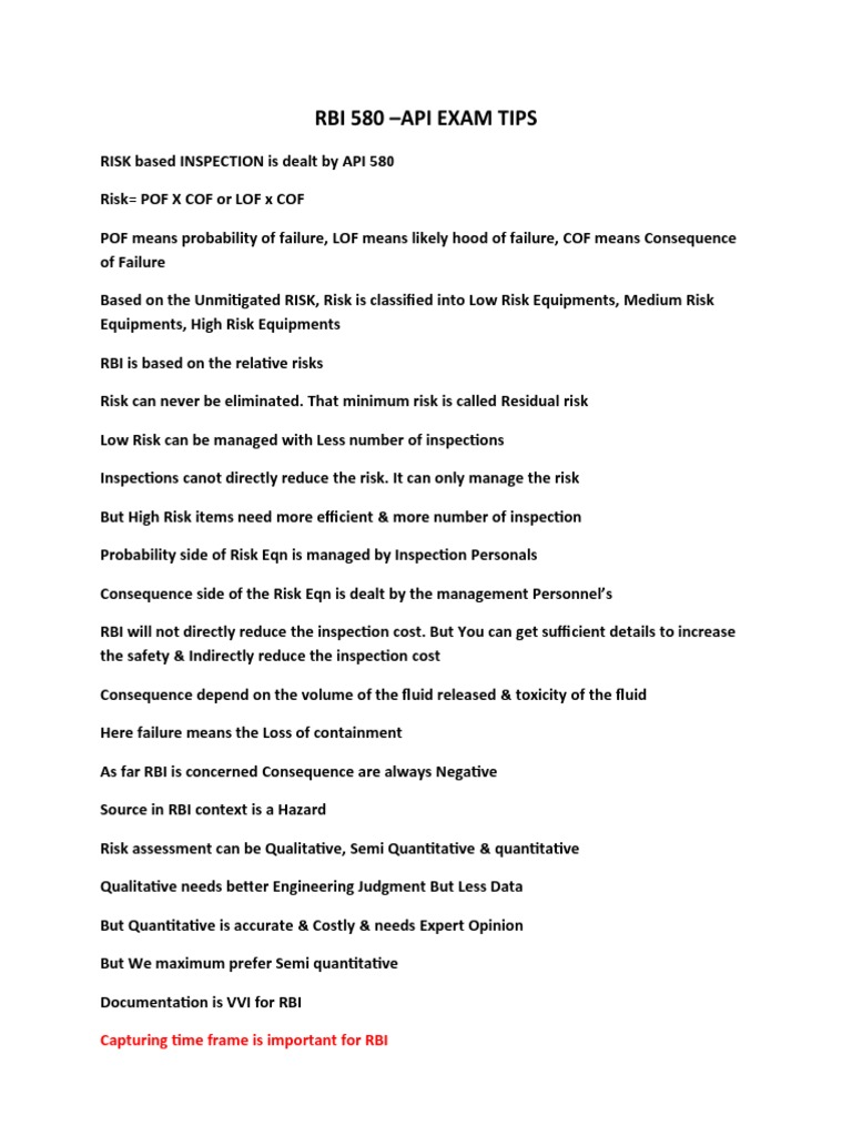 Rbi 580 - Api Exam Tips: Capturing Time Frame Is Important For RBI ...
