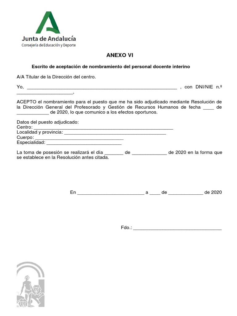 Anexo VI (Aceptación Nombramiento) | PDF
