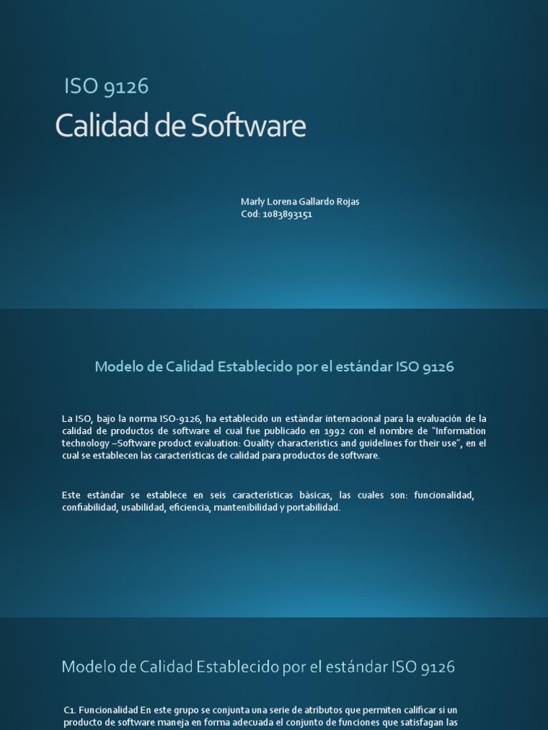 ISO 9126-Calidad de Software | PDF | Usabilidad | Software