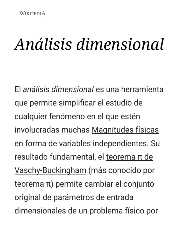 Análisis dimensional - Wikipedia, la enciclopedia libre | PDF ...