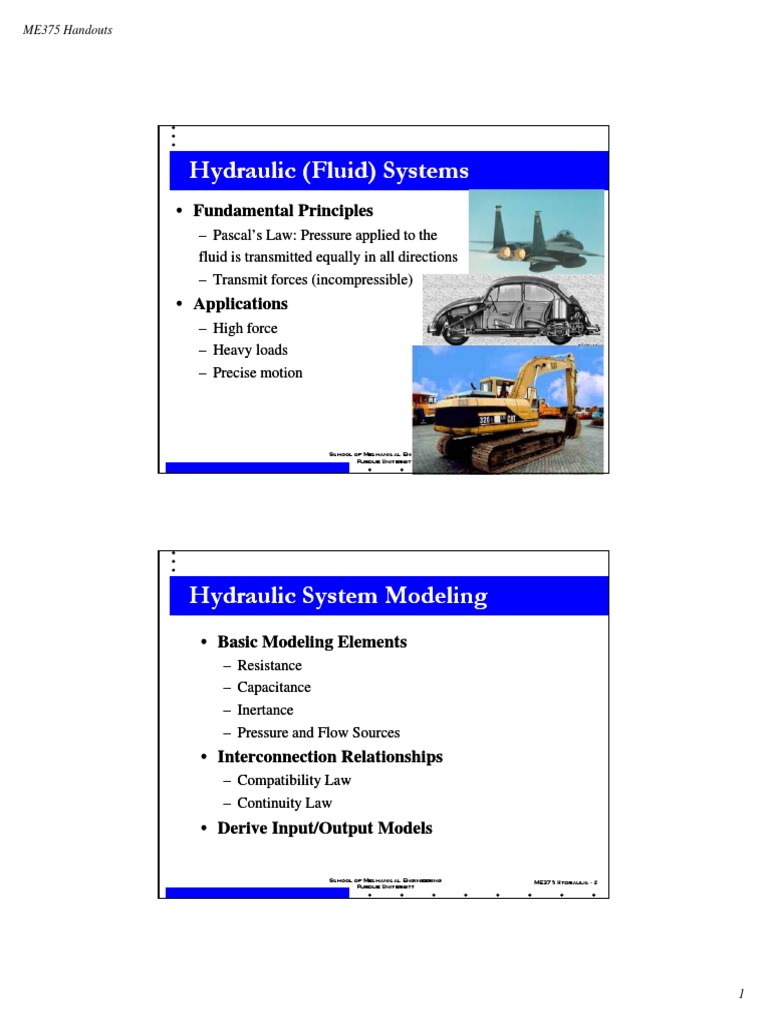 Hydraulic (Fluid) Systems Hydraulic (Fluid) Systems: - Fundamental ...
