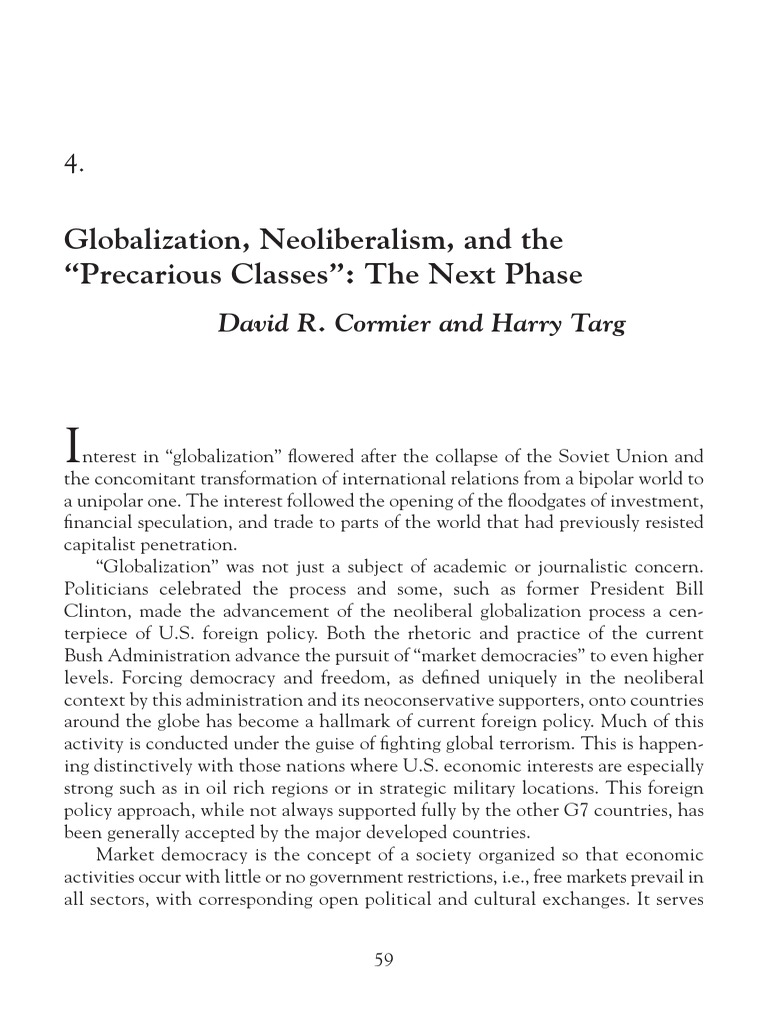 David R. Cormier y Harry Targ - Globalization, Neoliberalism, and The ...