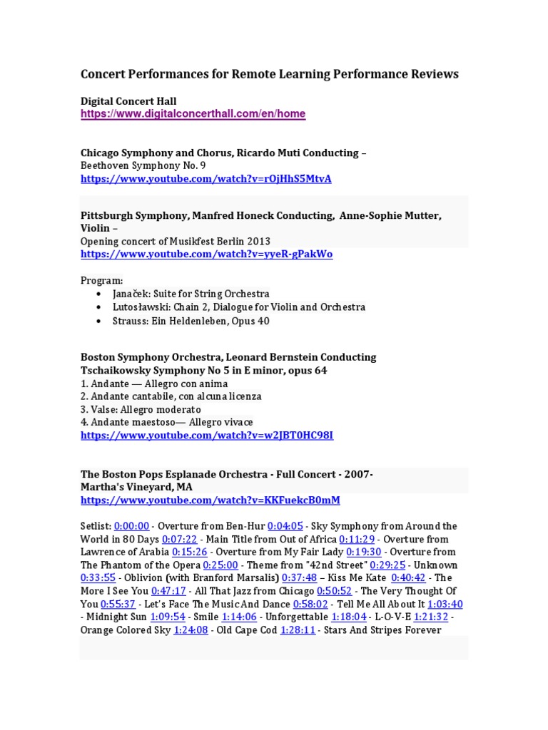 Online Concerts for Music Education | PDF | Orchestras | Tempo