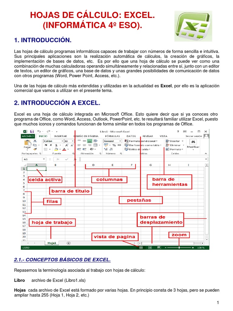 Teoria Excel PDF | PDF | Microsoft Excel | Hoja de cálculo