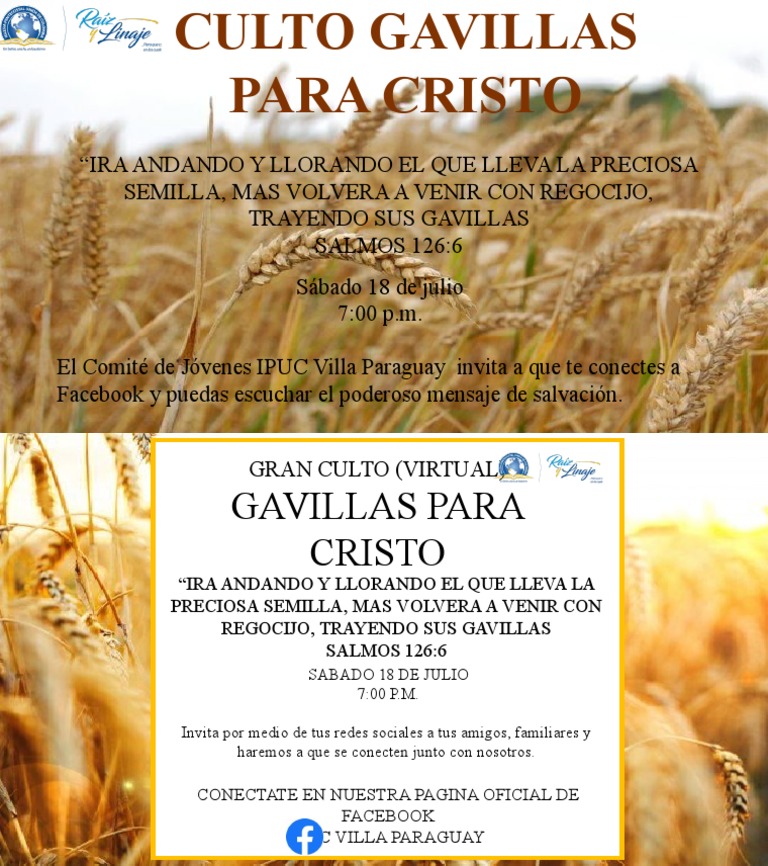 Culto Virtual: Gavillas para Cristo | PDF
