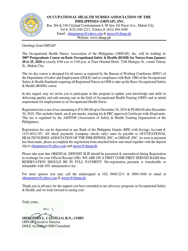 300th BOSH INVITATION & REGISTRATION FORM-2 | PDF | Occupational Safety ...