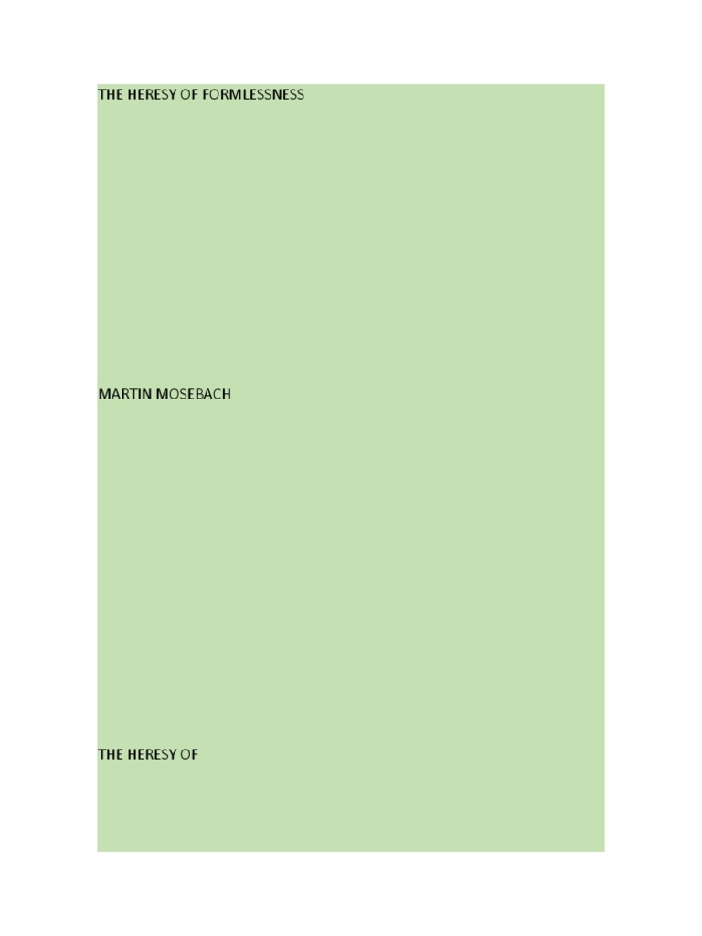 The Heresy of Formlessness | PDF | Sacrifice | Eucharist