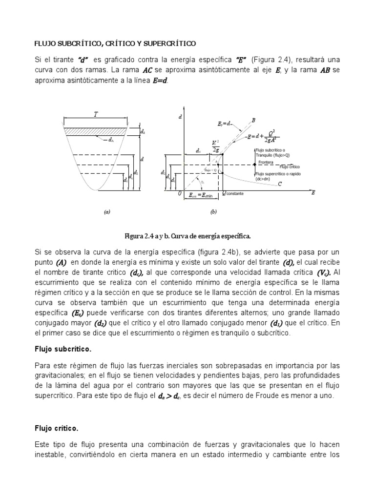 Flujo Subcrítico, Crítico Y Supercrítico: D Q + A E D B D D | PDF ...