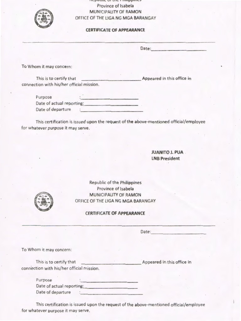 Certificate of Appearance | PDF