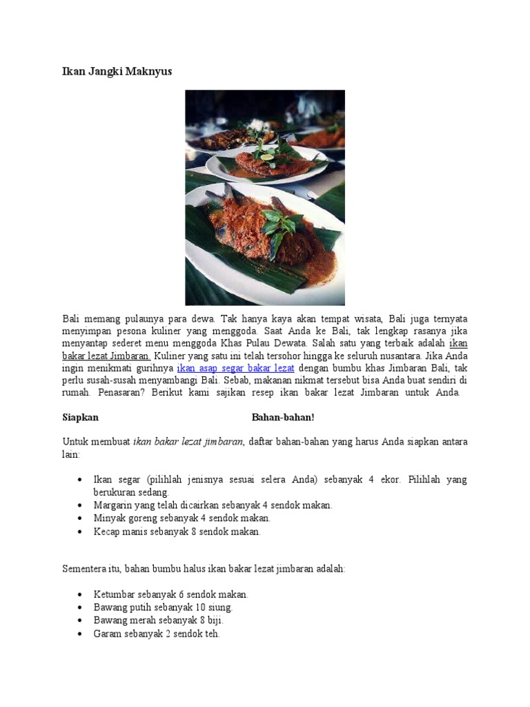 Ikan Jangki Maknyus | PDF