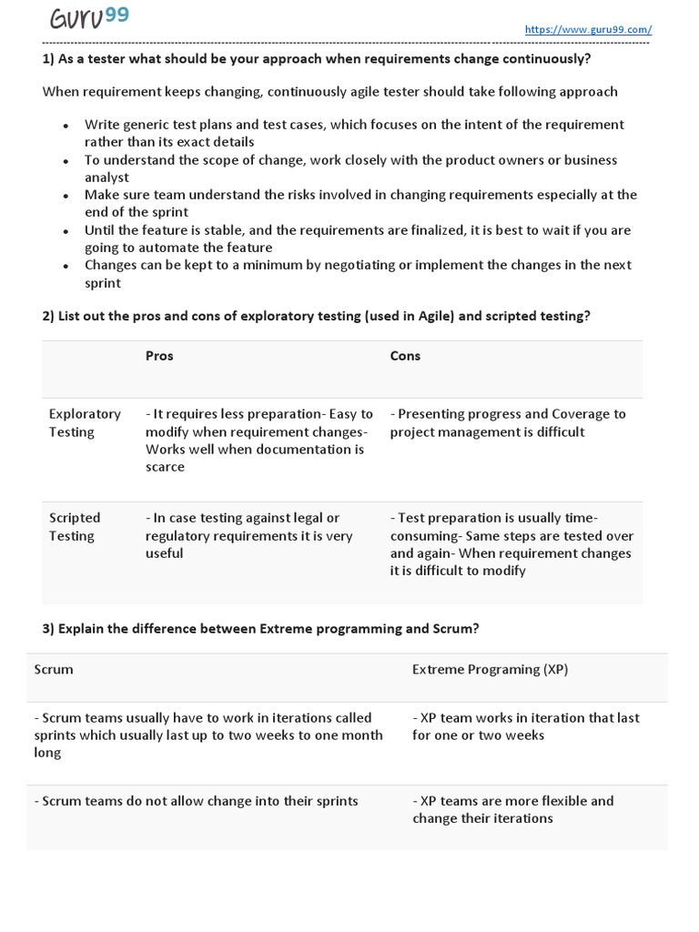 Agile Testing Interview Questions | PDF | Agile Software Development ...
