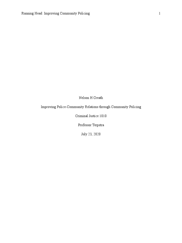 Improving Police-Community Relations Through Community Policing ...