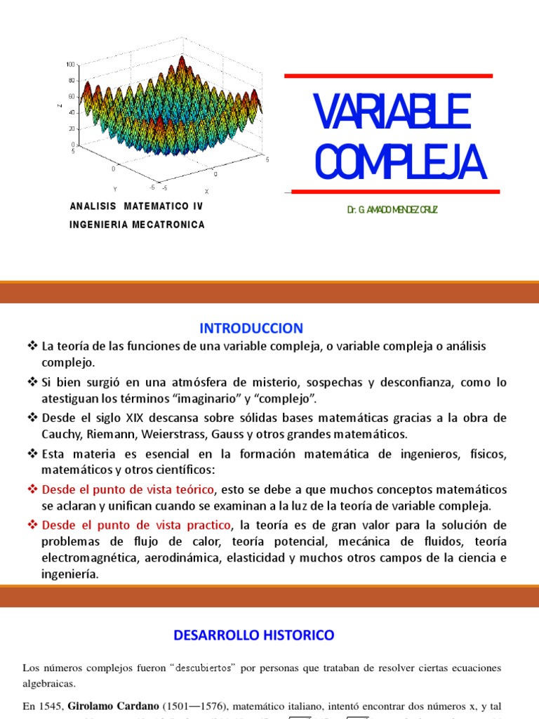 1 Variable Compleja PDF | PDF | Número complejo | Números