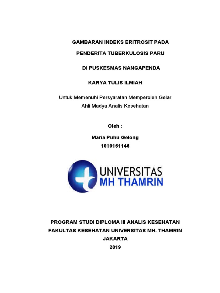 Gambaran Indeks Eritrosit Pada Penderita Tuberkulosis Paru | PDF