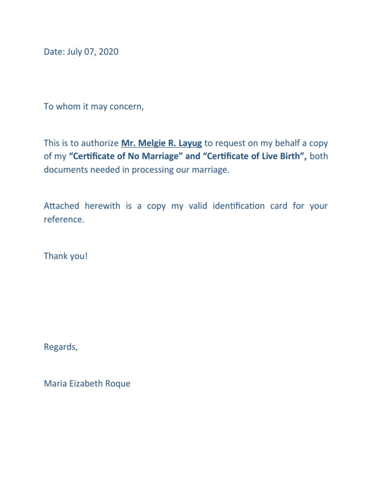 Authorization Letter Ate | PDF