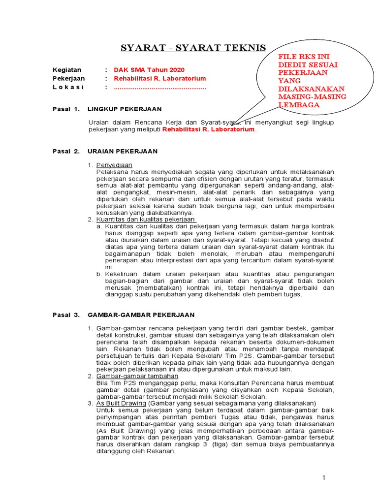 5 - Contoh RKS DAK Fisik 2020 | PDF