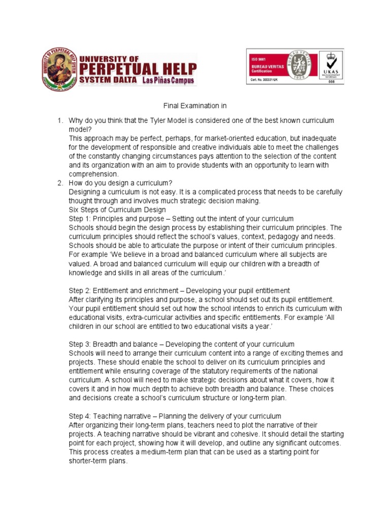 Final Examination in Maed | PDF | Curriculum | Teachers