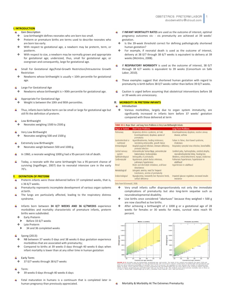 Gen Description V V V V V V: Obstetrics: Preterm Labor 1 | PDF ...