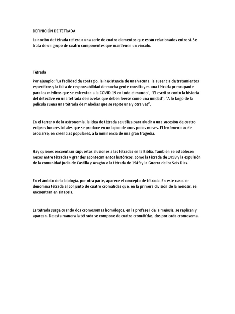 Definición de Tétrada | PDF