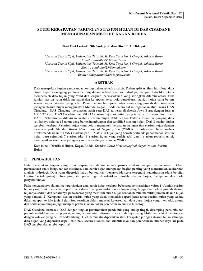 Studi Kerapatan Jaringan Stasiun Hujan Di Das Cisadane Menggunakan ...