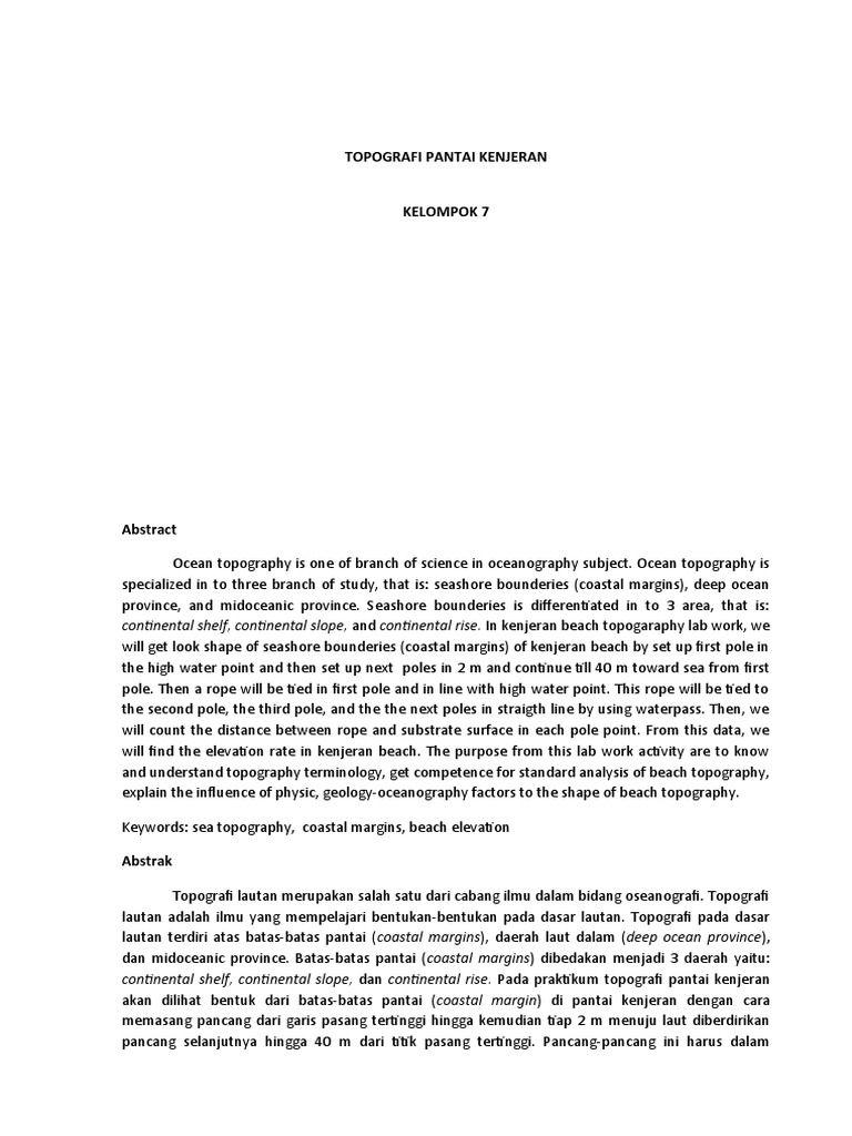 Topografi Pantai Kenjeran | PDF