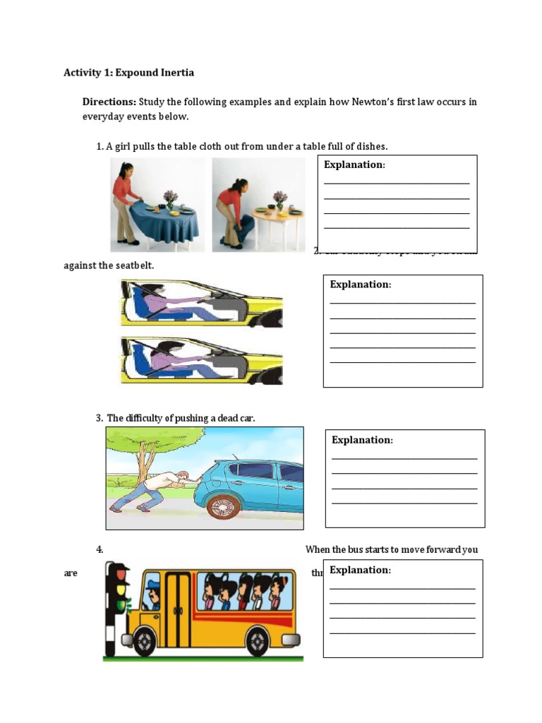 Activity 1: Expound Inertia Directions: Study The Following Examples ...