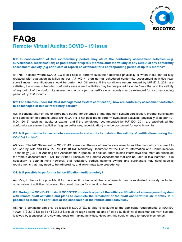 Remote Audits: COVID-19 Guidelines | PDF | Audit | Business