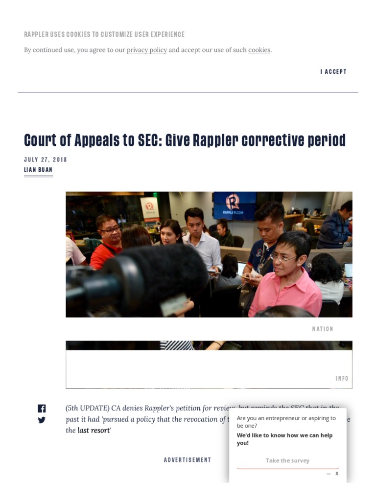Court Appeals Ruling on Rappler's Status | PDF | Justice | Crime & Violence