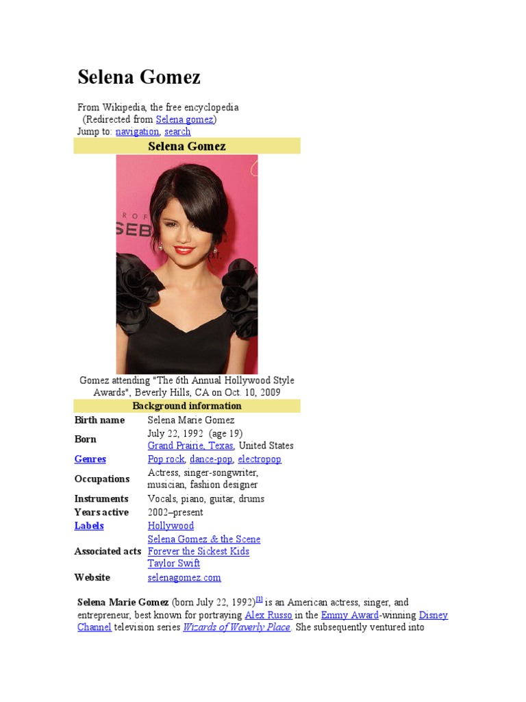 Selena Gomez | PDF | Entertainment (General)