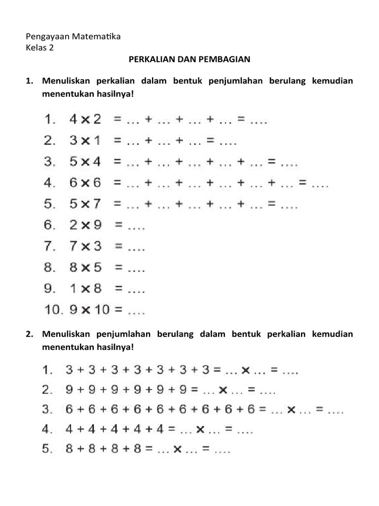 Soal Perkalian Kelas 2 SD | PDF | Metode & Bahan Ajar