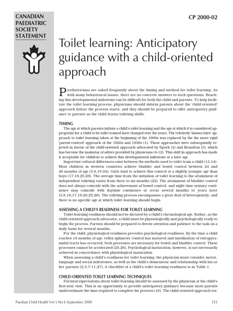 Toilet Learning: Anticipatory Guidance With A Child-Oriented Approach P ...