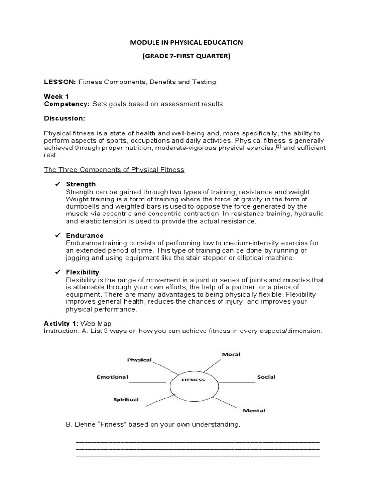 Module in Physical Education | PDF | Physical Fitness | Recreation