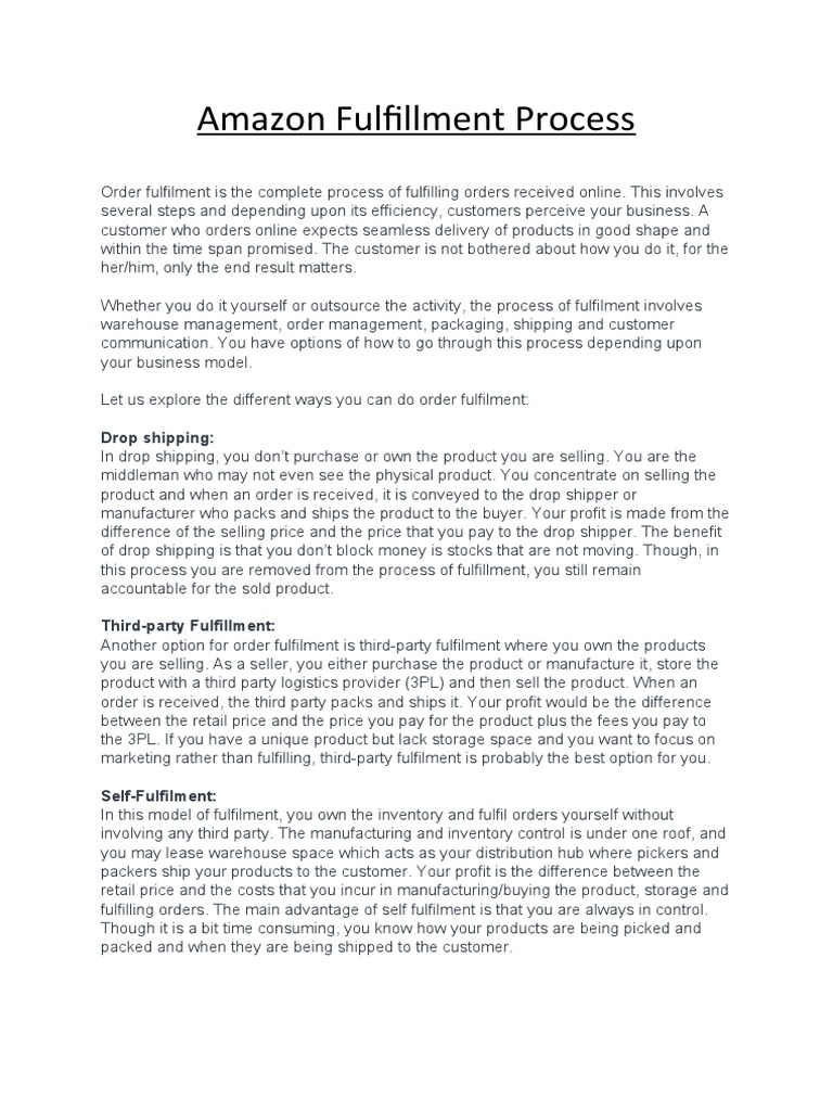 Amazon Fulfillment Process | PDF | Retail | Option (Finance)