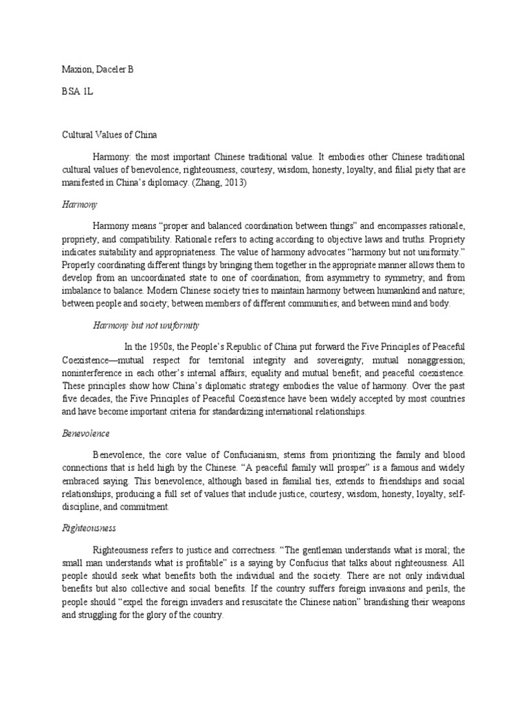 Key Cultural Values in China | PDF | Confucianism | Righteousness