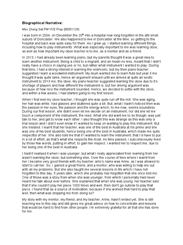 Biographical Narrative 200321 | PDF | Teachers