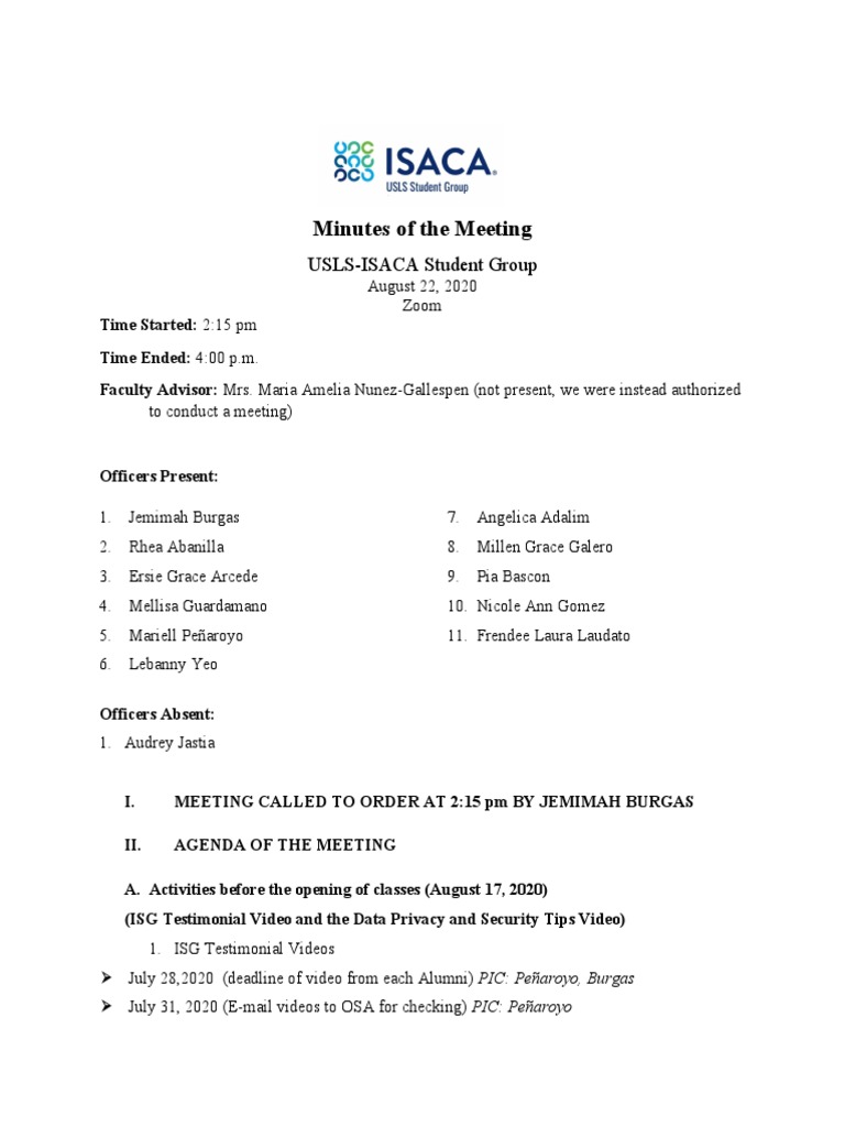 Minutes of The Meeting Sample | PDF | Public Sphere | Cyberspace