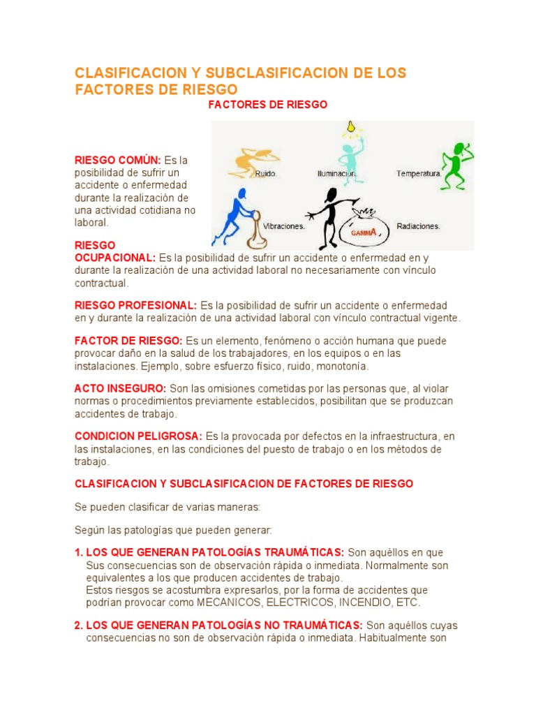 Clasificacion y Subclasificacion de Factores de Riesgo | Descargar gratis PDF | Entorno natural ...