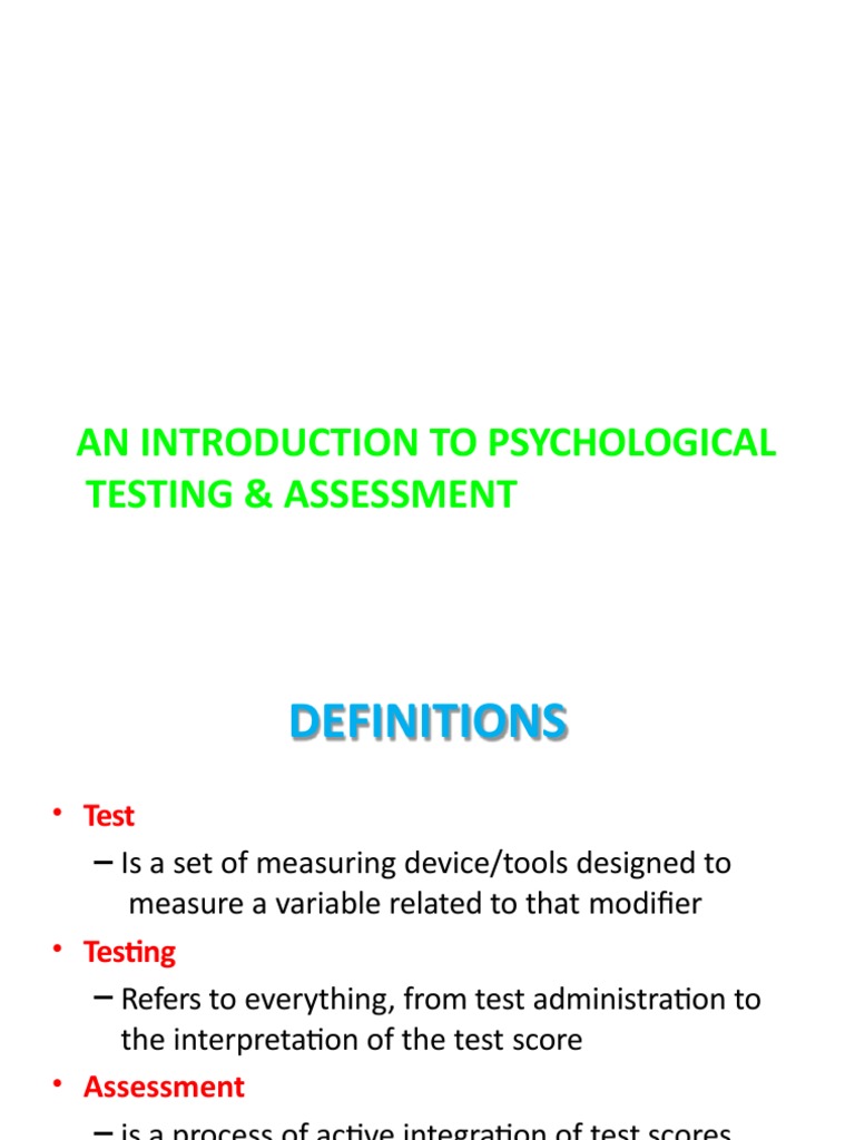 An Introduction To Psychological Testing & Assessment | PDF ...