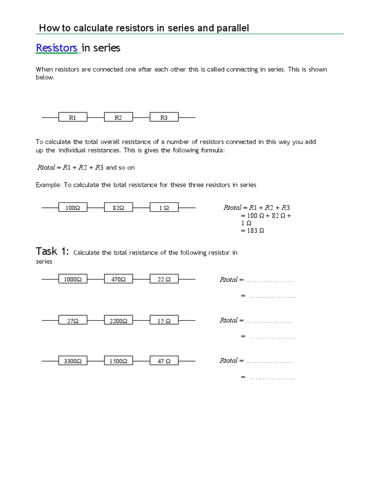 How To Calculate Resistors in Series and Parallel | PDF | Series And ...